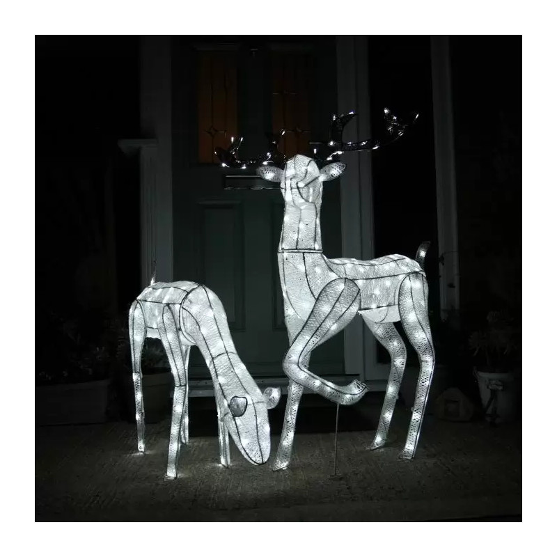 Uilas Large Light Up Stag & Doe Reindeer Set 27037 Home & Garden ...