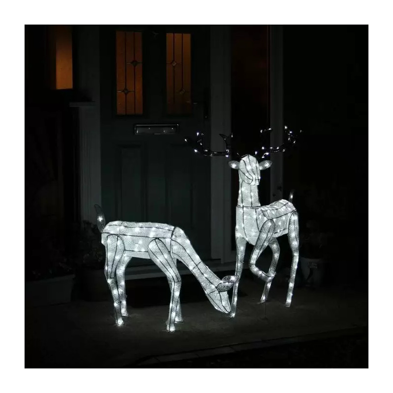 Uilas Large Light Up Stag & Doe Reindeer Set 27037 Home & Garden ...