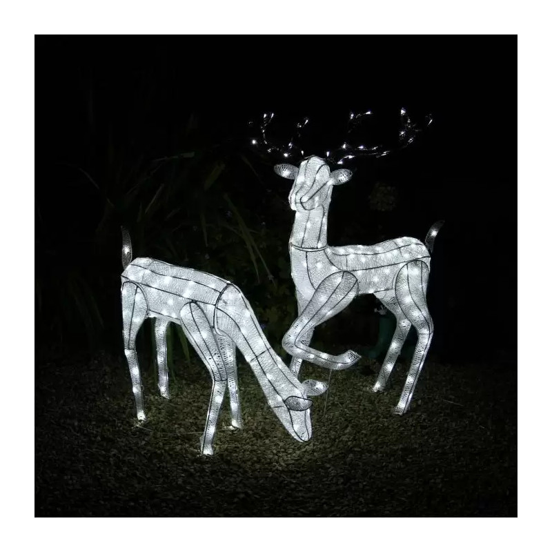 Uilas Large Light Up Stag & Doe Reindeer Set 27037 Home & Garden ...