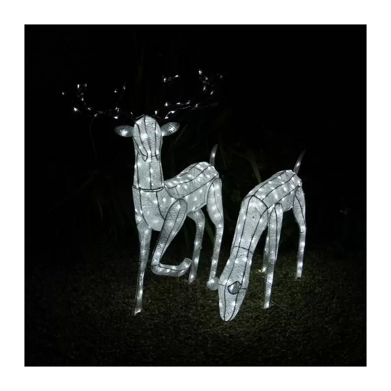 Uilas Large Light Up Stag & Doe Reindeer Set 27037 Home & Garden ...