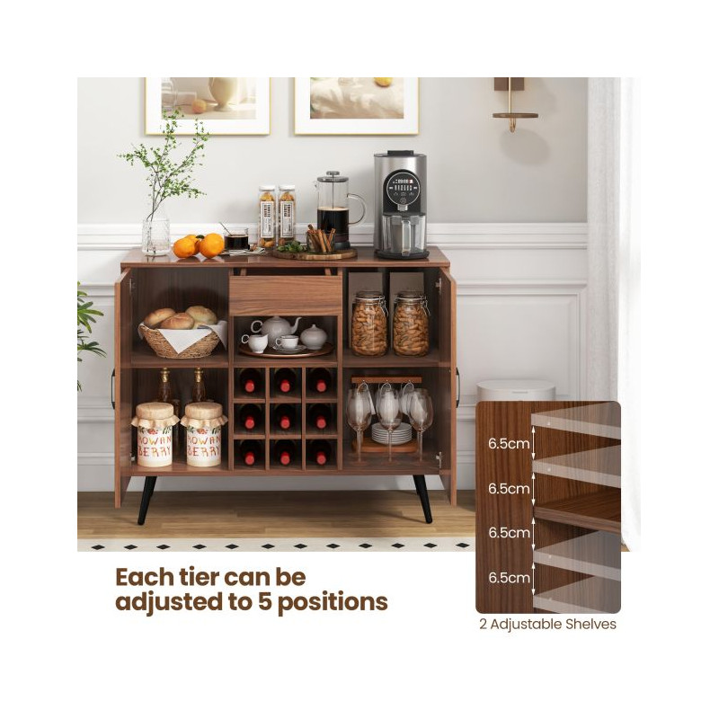 Uilas Mid-century Modern Buffet Server Cabinet with Adjustable Shelves ...