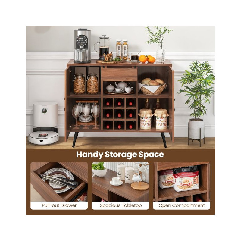 Uilas Mid-century Modern Buffet Server Cabinet with Adjustable Shelves ...