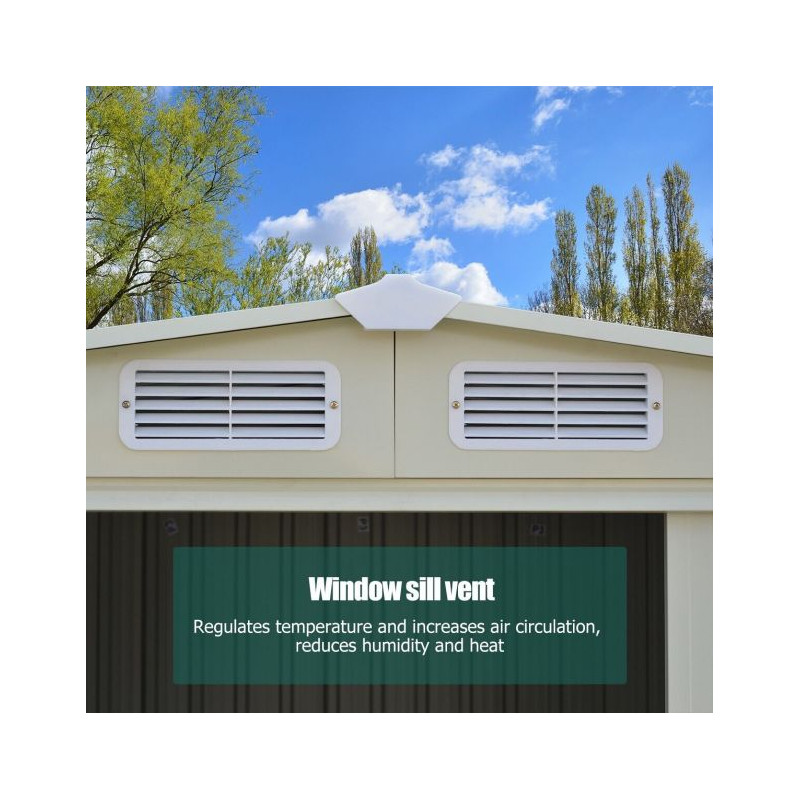 Uilas Metal Storage Shed with Sloping Roof Sliding Doors and Air Vents ...
