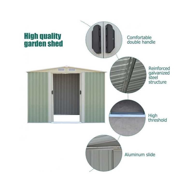 Uilas Metal Storage Shed with Sloping Roof Sliding Doors and Air Vents ...