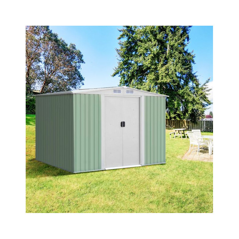 Uilas Metal Storage Shed with Sloping Roof Sliding Doors and Air Vents ...