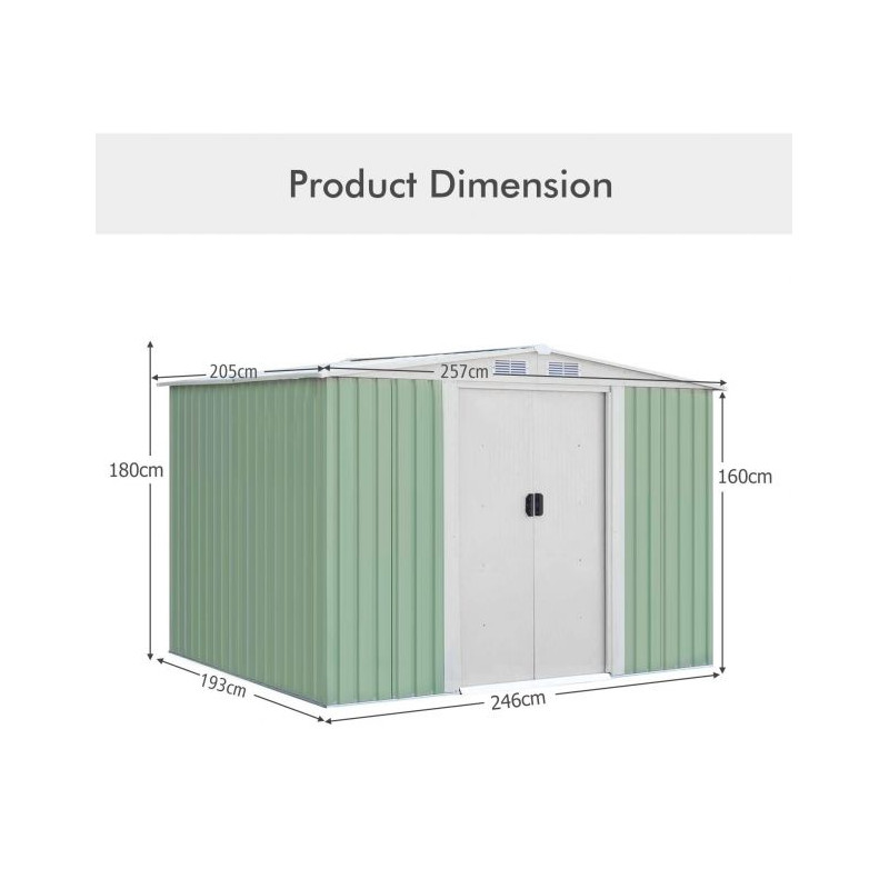 Uilas Metal Storage Shed with Sloping Roof Sliding Doors and Air Vents ...