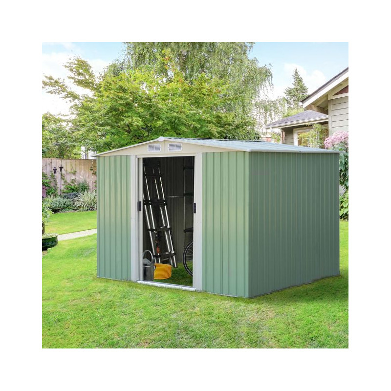 Uilas Metal Storage Shed with Sloping Roof Sliding Doors and Air Vents ...