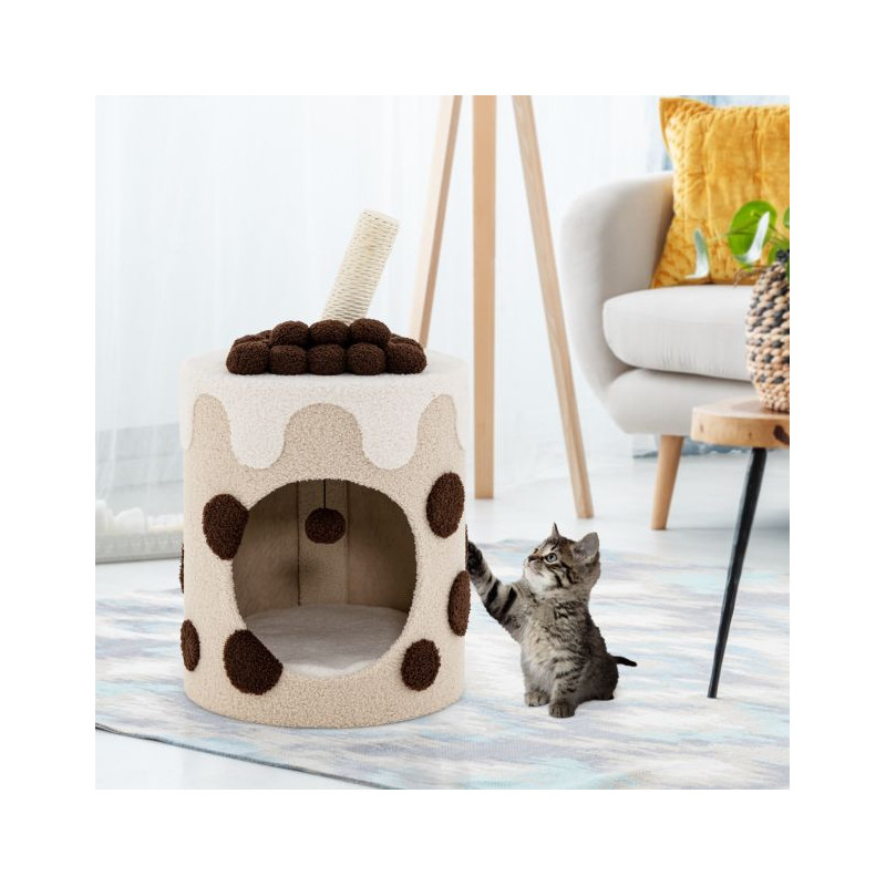 Uilas Bubble Tea Cat Tree Tower with Scratching Post PV10127CF 23701659 ...