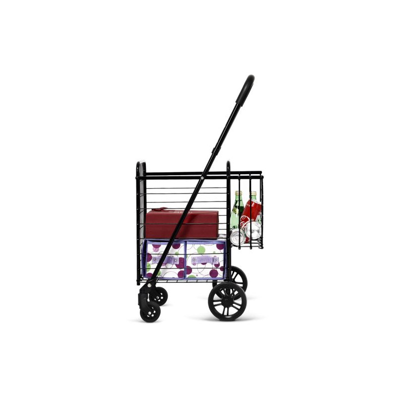 Uilas Folding Height Adjustable Shopping Trolley with Handle and Wheels ...