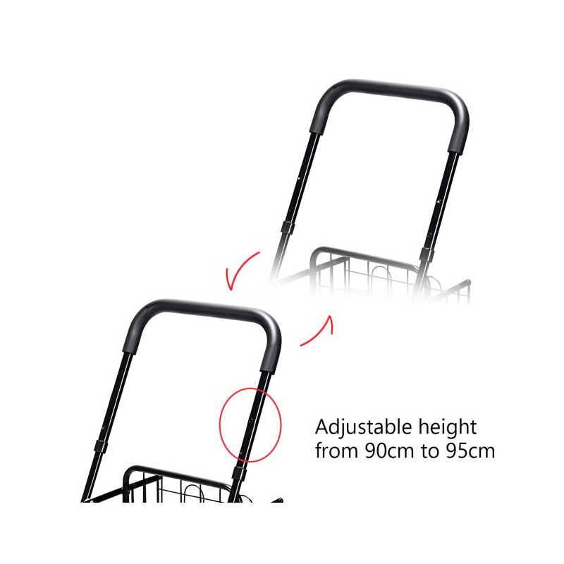 Uilas Folding Height Adjustable Shopping Trolley with Handle and Wheels ...