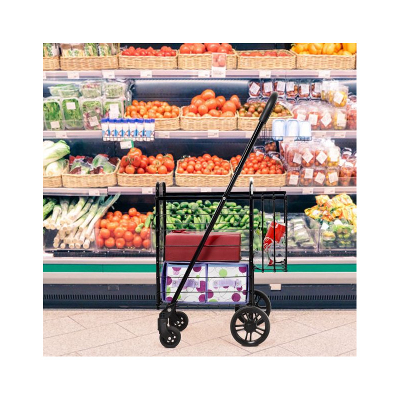 Uilas Folding Height Adjustable Shopping Trolley with Handle and Wheels ...