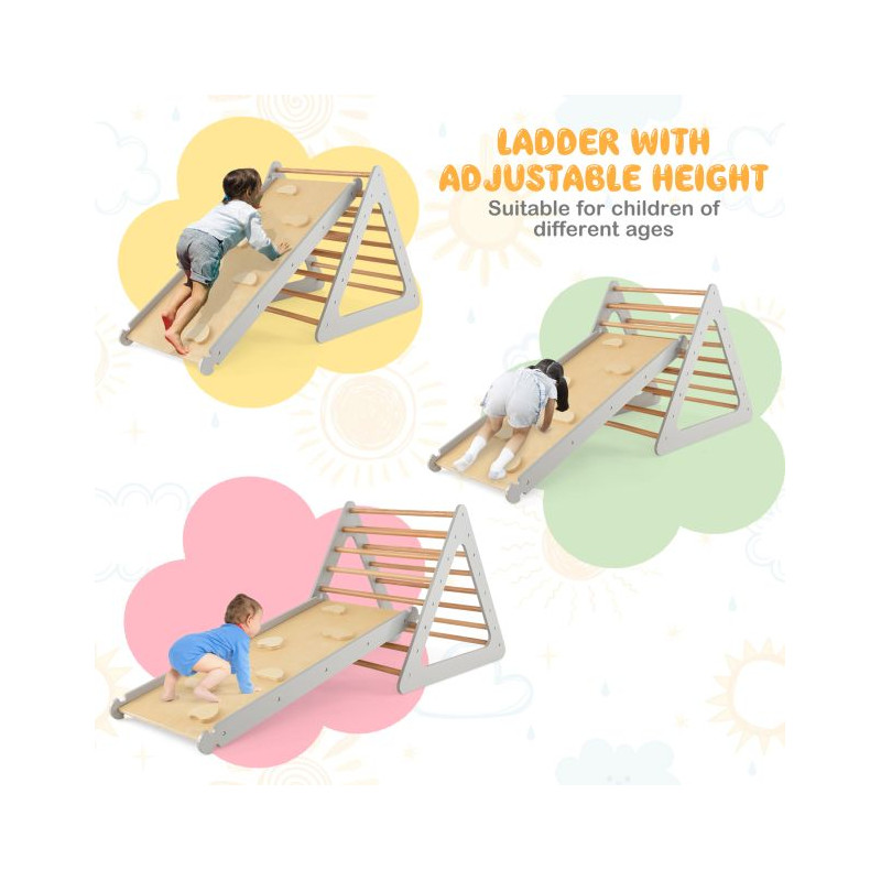 Uilas 3 in 1 Climbing Toy Set with 2 Triangle Ladders and Double-Sided ...