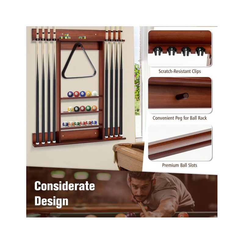 Uilas Wall-Mounted Billiards Pool Cue Rack JV10308CF 92806735 Toys ...