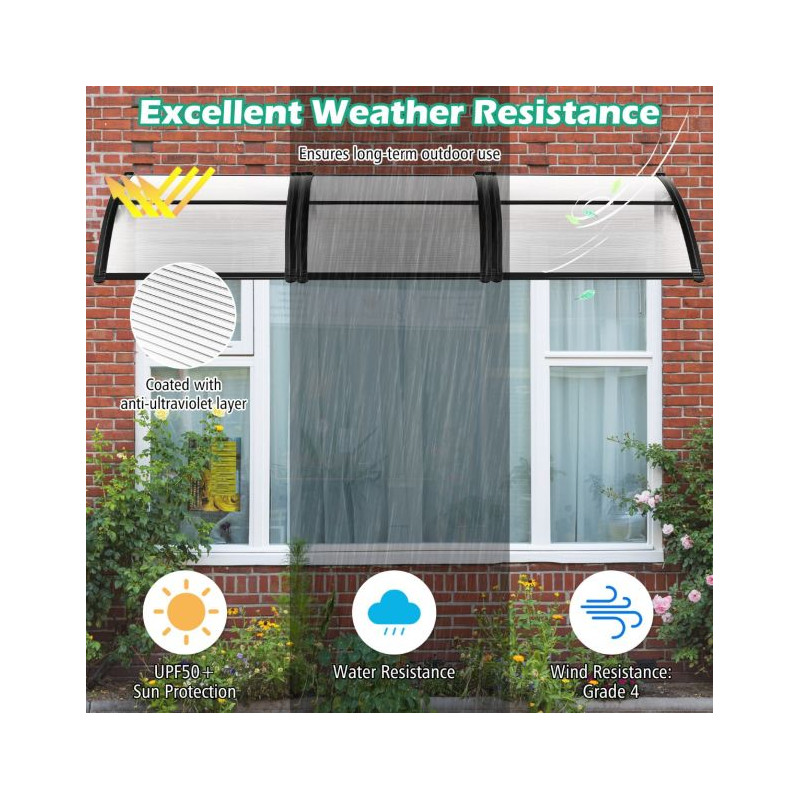 Uilas Outdoor Front Door Patio Overhang Awning for Sunlight Rain Snow ...
