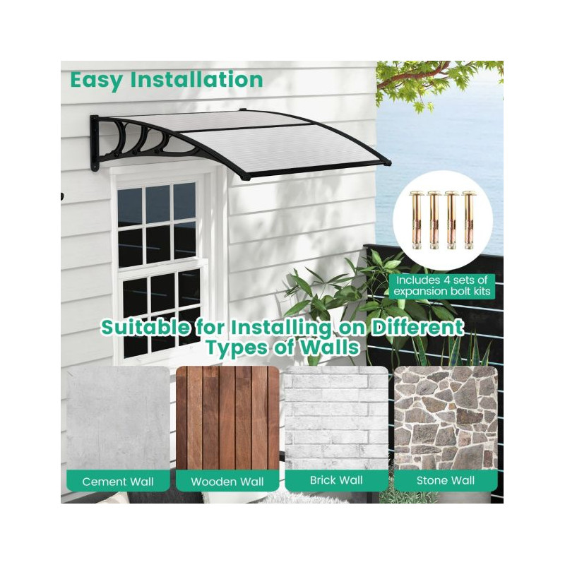 Uilas Outdoor Front Door Patio Overhang Awning for Sunlight Rain Snow ...