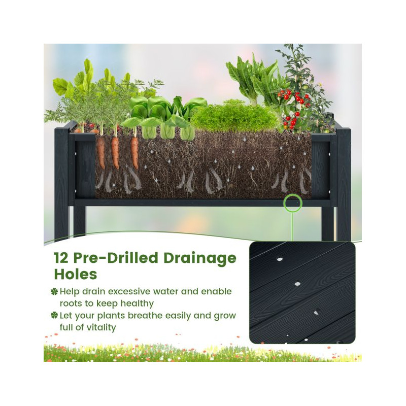 Uilas HIPS Raised Garden Bed with Storage Shelf Drainage Holes GT4112HS ...