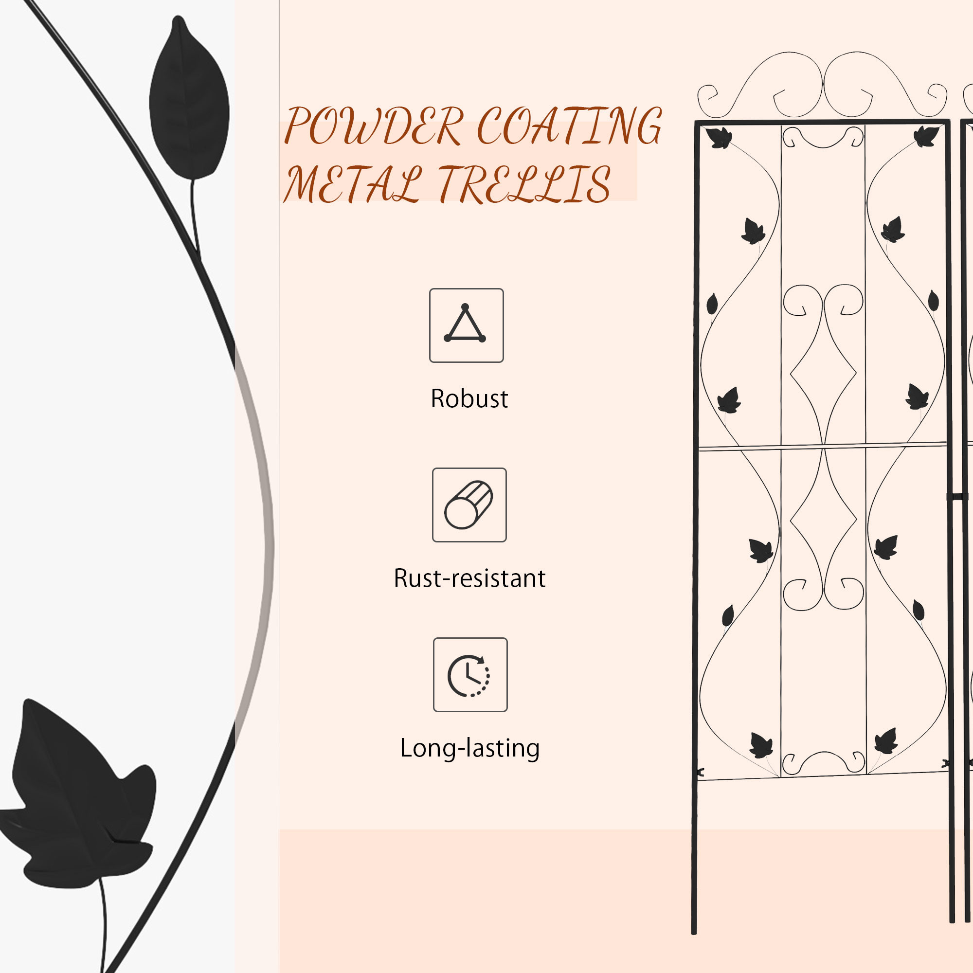 Uilas Outsunny Metal Trellis Set of 2, Garden Trellis for Climbing ...